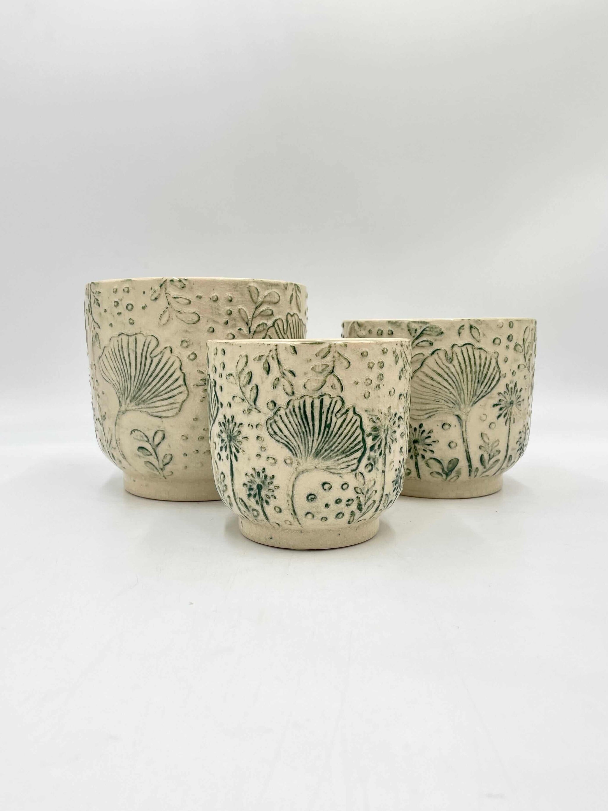 Emilia Handmade Ceramic Pots, Green