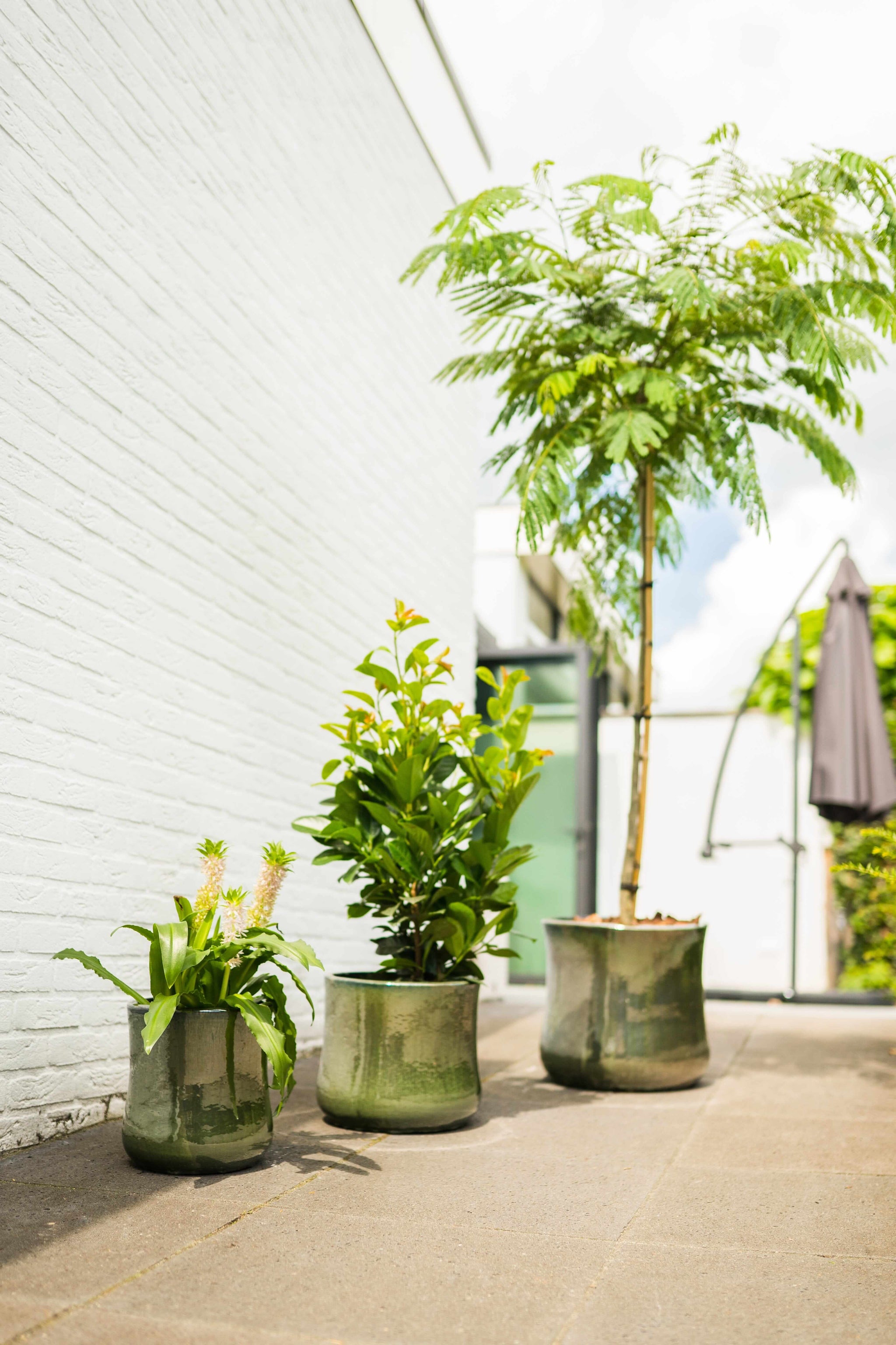 Sabine Green Outdoor Planters - Luxury Ceramic Pots